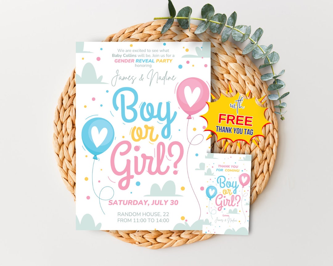 Gender Reveal Invitation Template Boy or Girl Reveal Printable ...