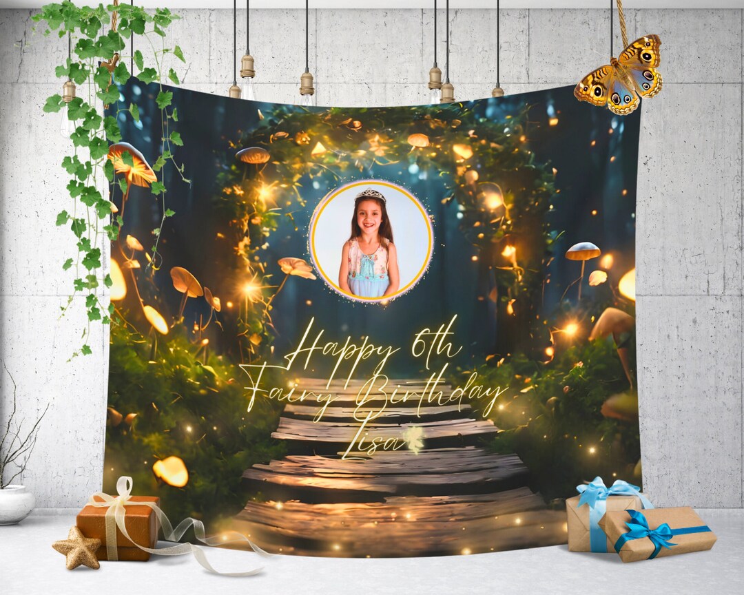 Custom Enchanted Forest Fairy Birthday Backdrop Editable Template Fairy ...