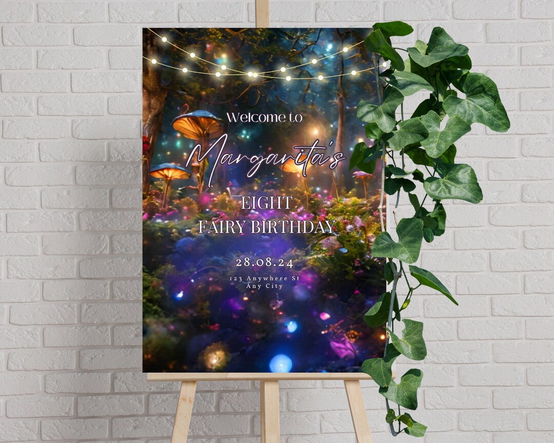 Enchanted Forest Welcome Sign Fairy Garden Easel Board Editable ...