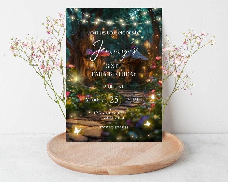 Custom Magical Forest Birthday Printable Invitation Fairy Garden ...