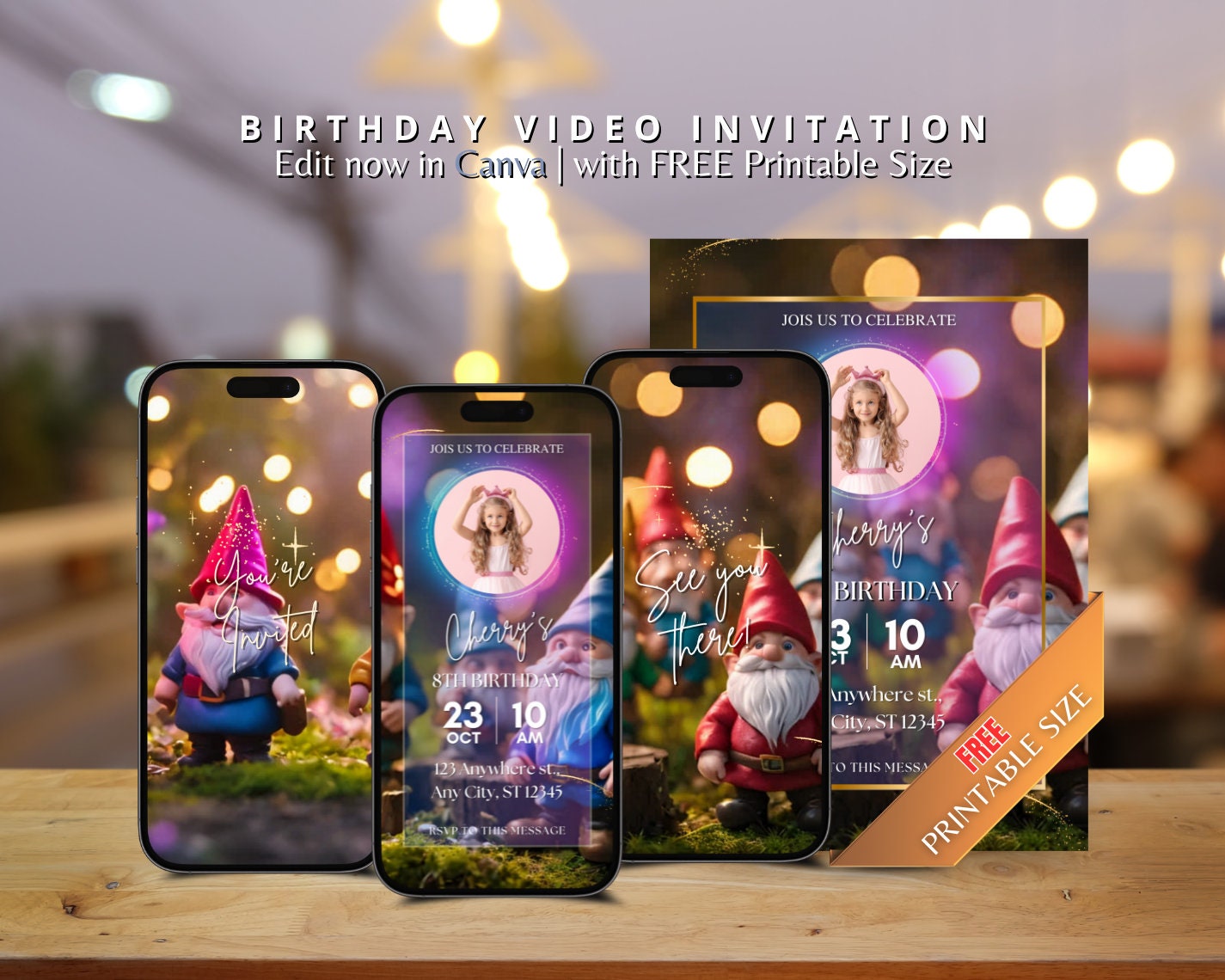 Magical Gnomes Fairy Forest Custom Animated Birthday Invitation Video ...