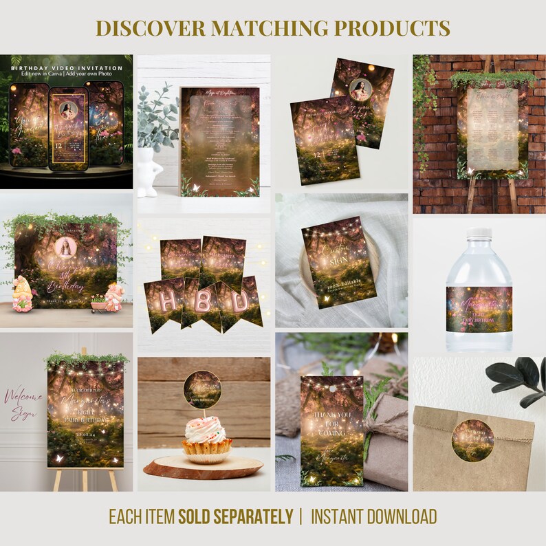 Enchanted Forest Happy Birthday Banner Fairy Party Decor Editable ...