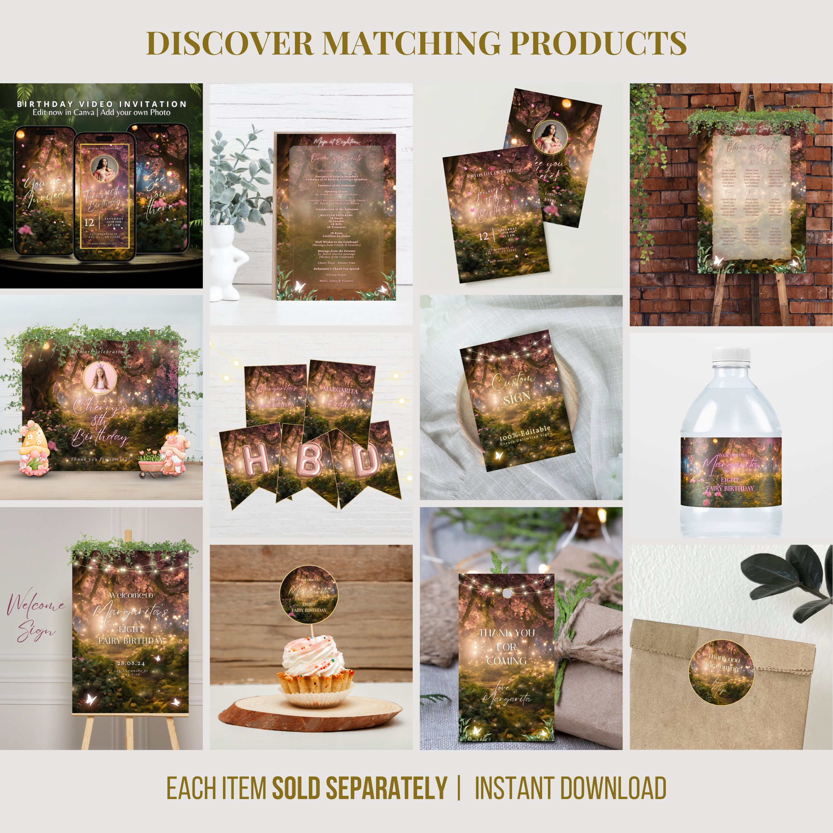 Enchanted Forest Happy Birthday Banner Fairy Party Decor Editable ...