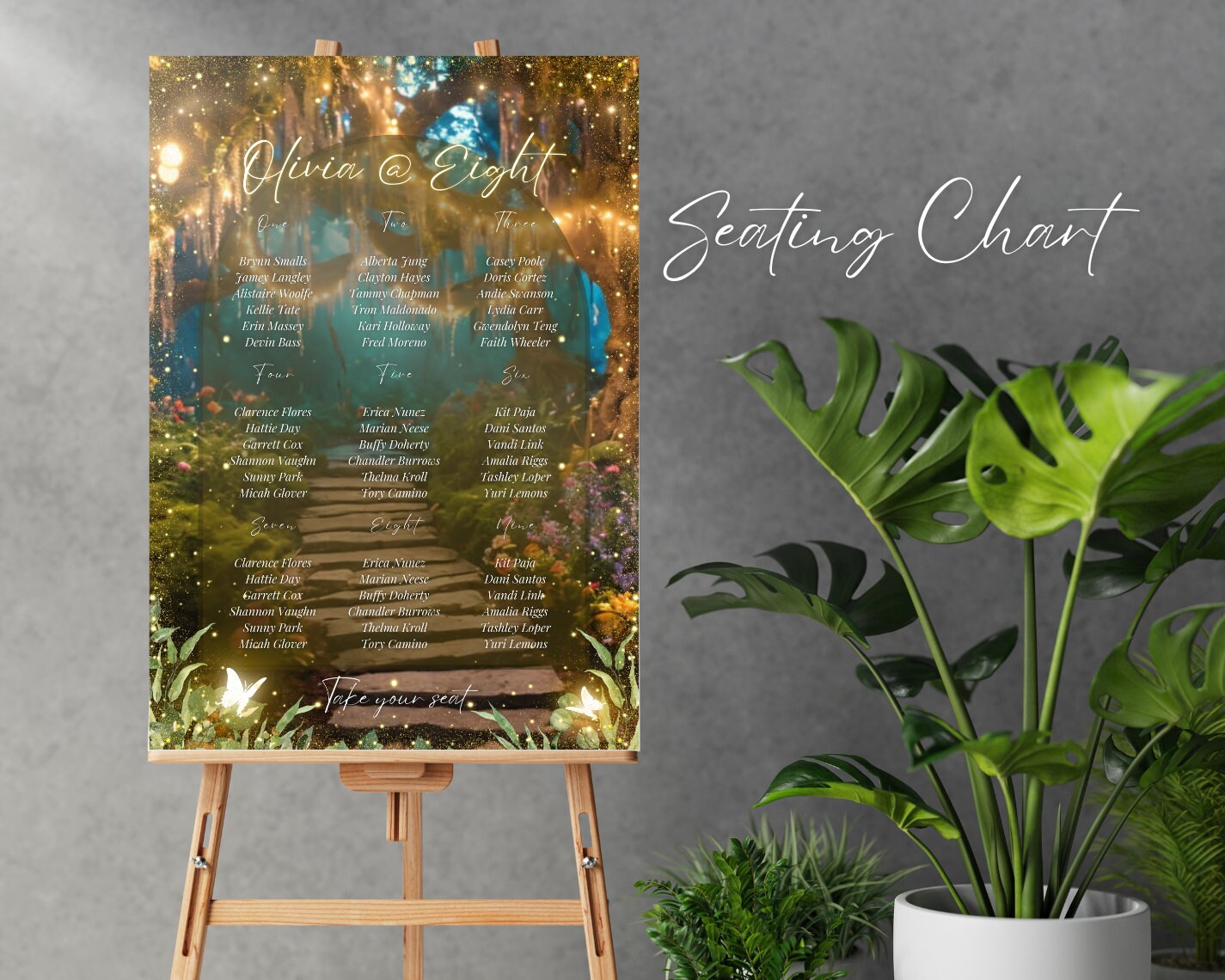 Blue Magical Forest Birthday Party Seating Chart Sign Board Fairy ...