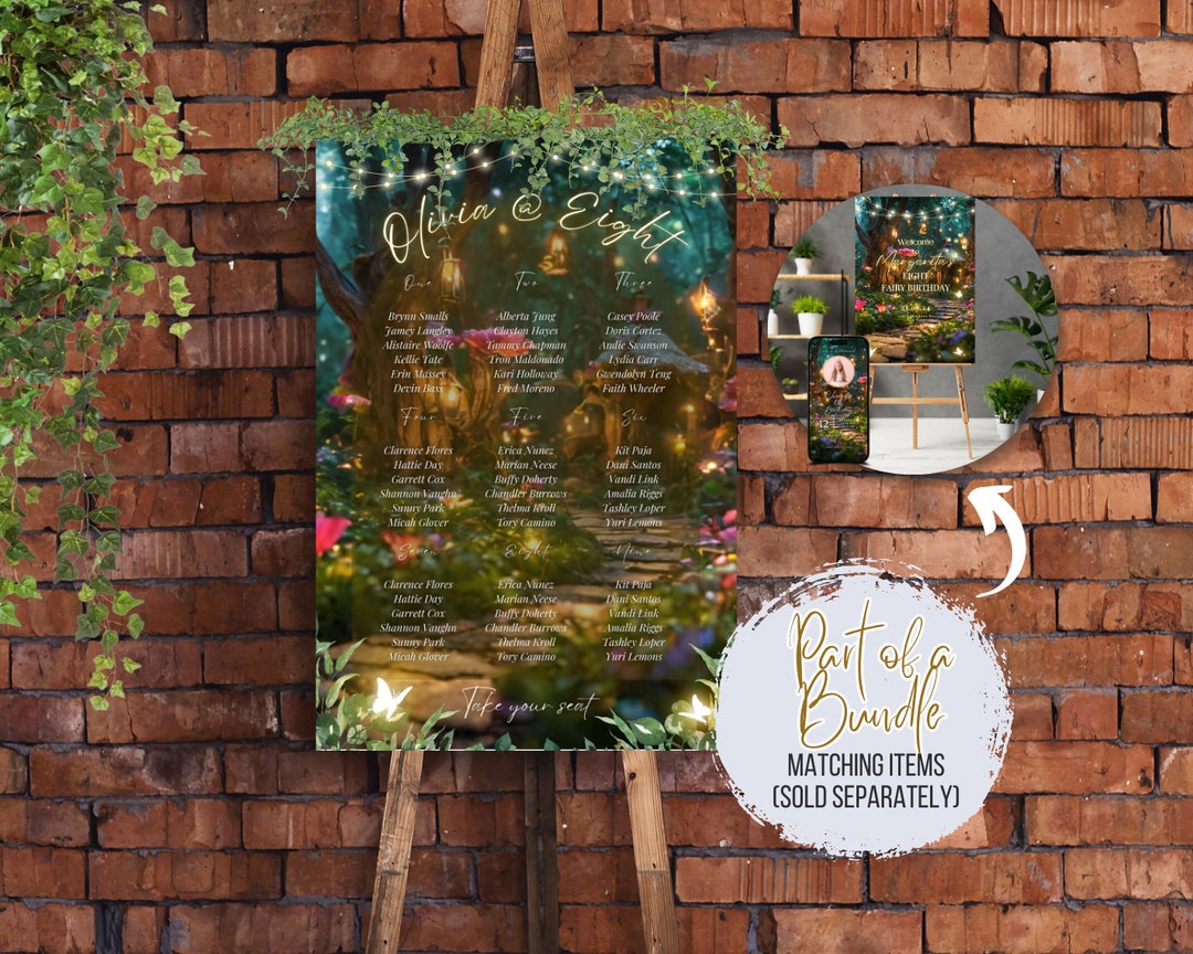 Magical Forest Birthday Party Seating Chart Sign Board Fairy Garden ...