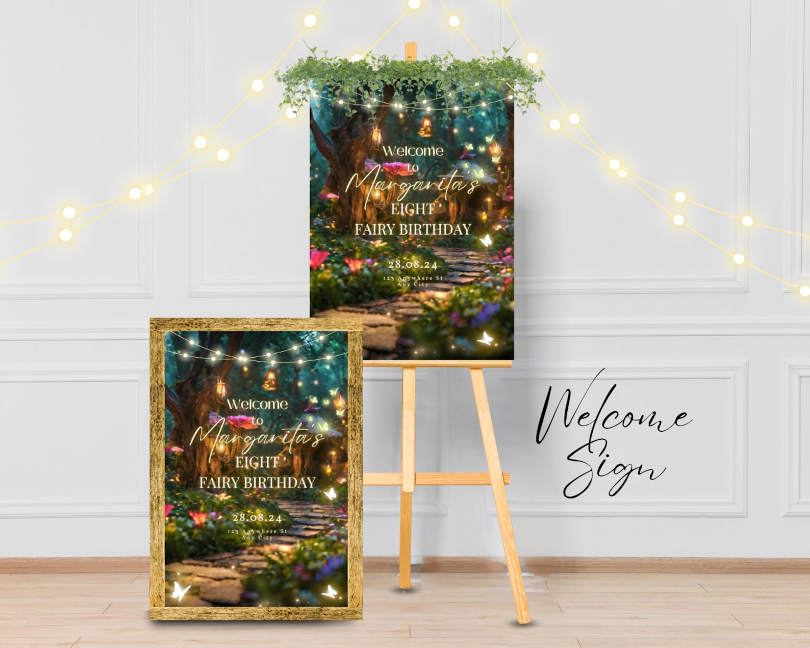 Magical Forest Birthday Party Welcome Sign Fairy Garden Easel Board ...
