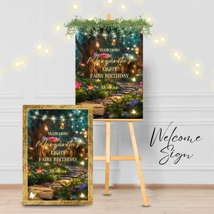 Magical Forest Birthday Party Welcome Sign Fairy Garden Easel Board ...