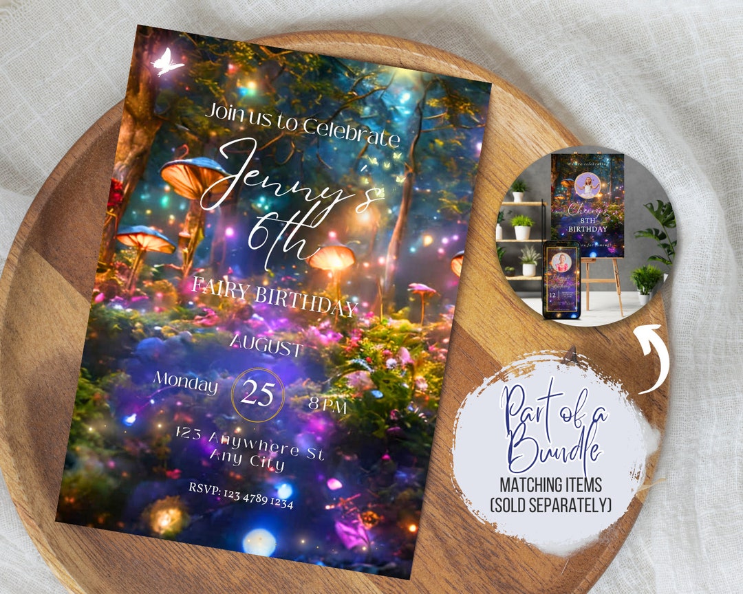 Custom Magical Forest Birthday Printable Invitation Enchanted Forest ...
