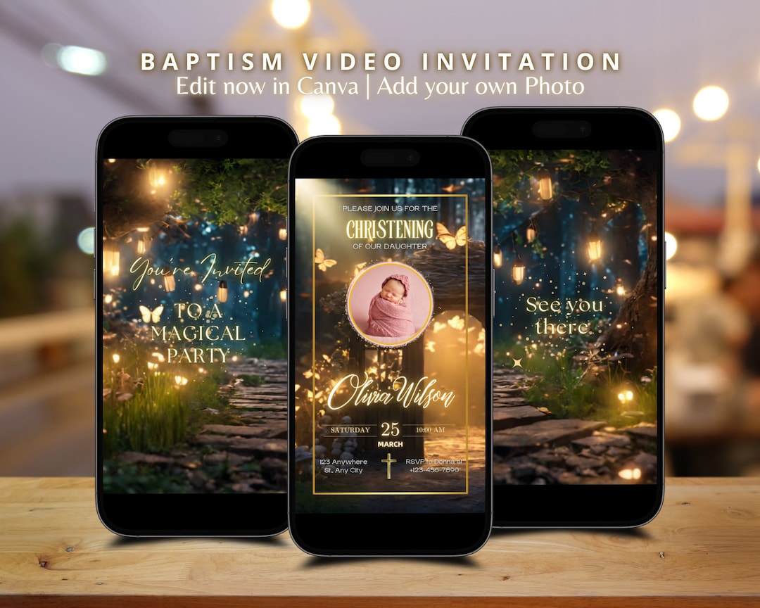 Animated Christening Party Invitation Video Enchanted Forest Baby ...