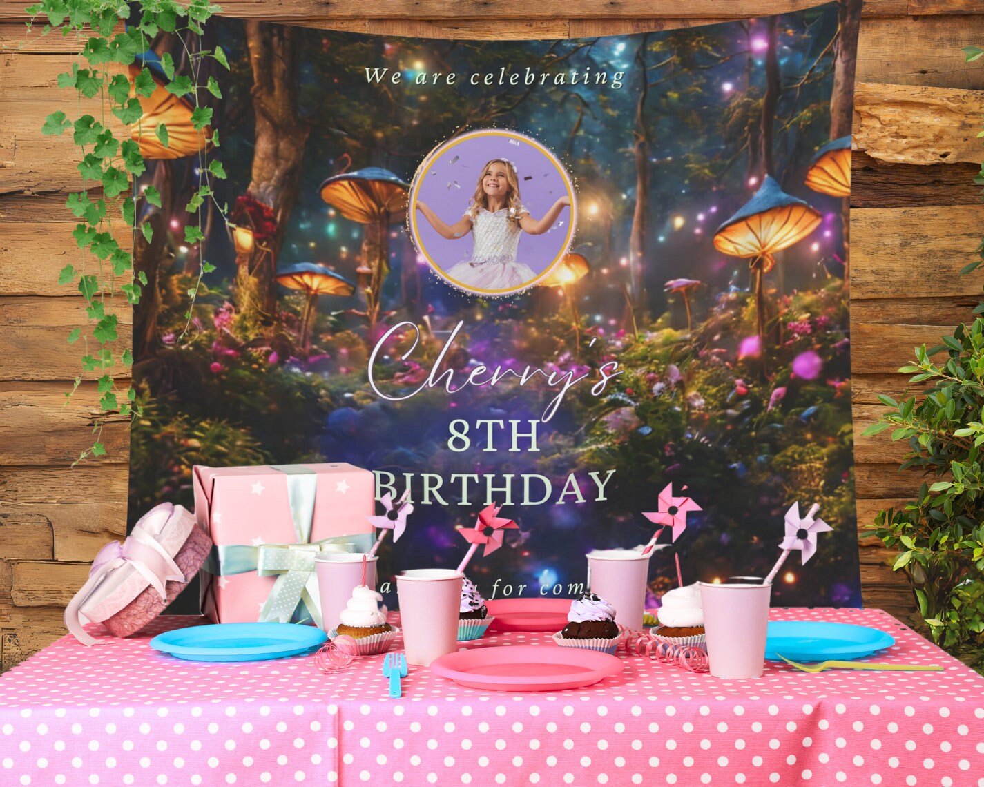 Custom Enchanted Forest Fairy Birthday Backdrop Fairy Birthday Banner ...