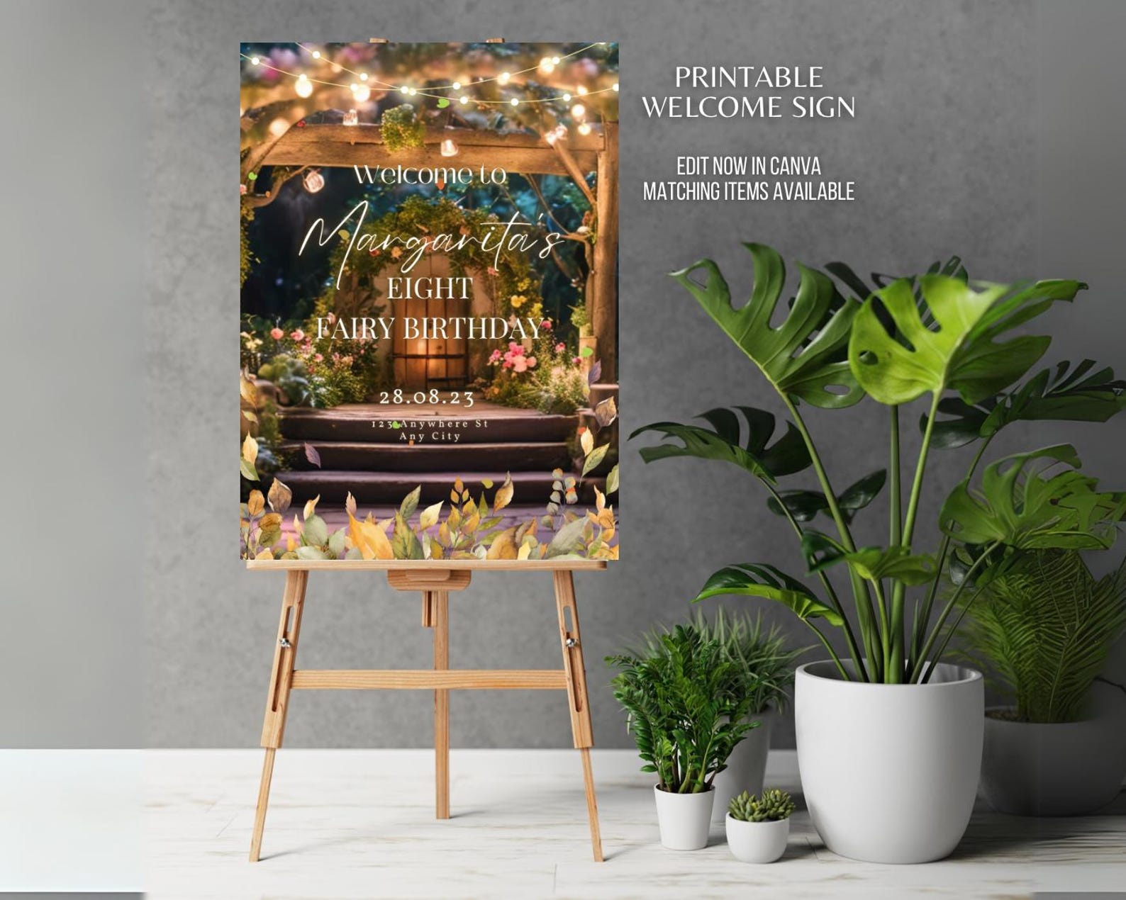 Secret Garden Birthday Party Welcome Sign Fairy Garden Easel Board ...