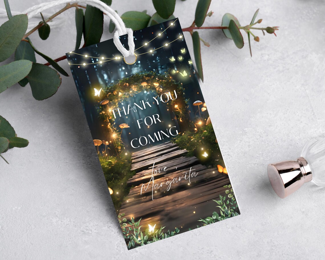 Editable Enchanted Forest Favor Tag Template Custom Gift Tag Instant ...