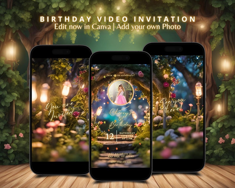 Custom Magical Arch Animated Birthday Invitation Video Fairy Garden ...
