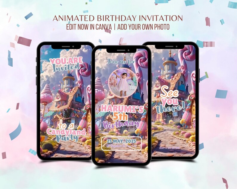 Animated Candyland Birthday Invitation Video, Editable Fantasyland ...