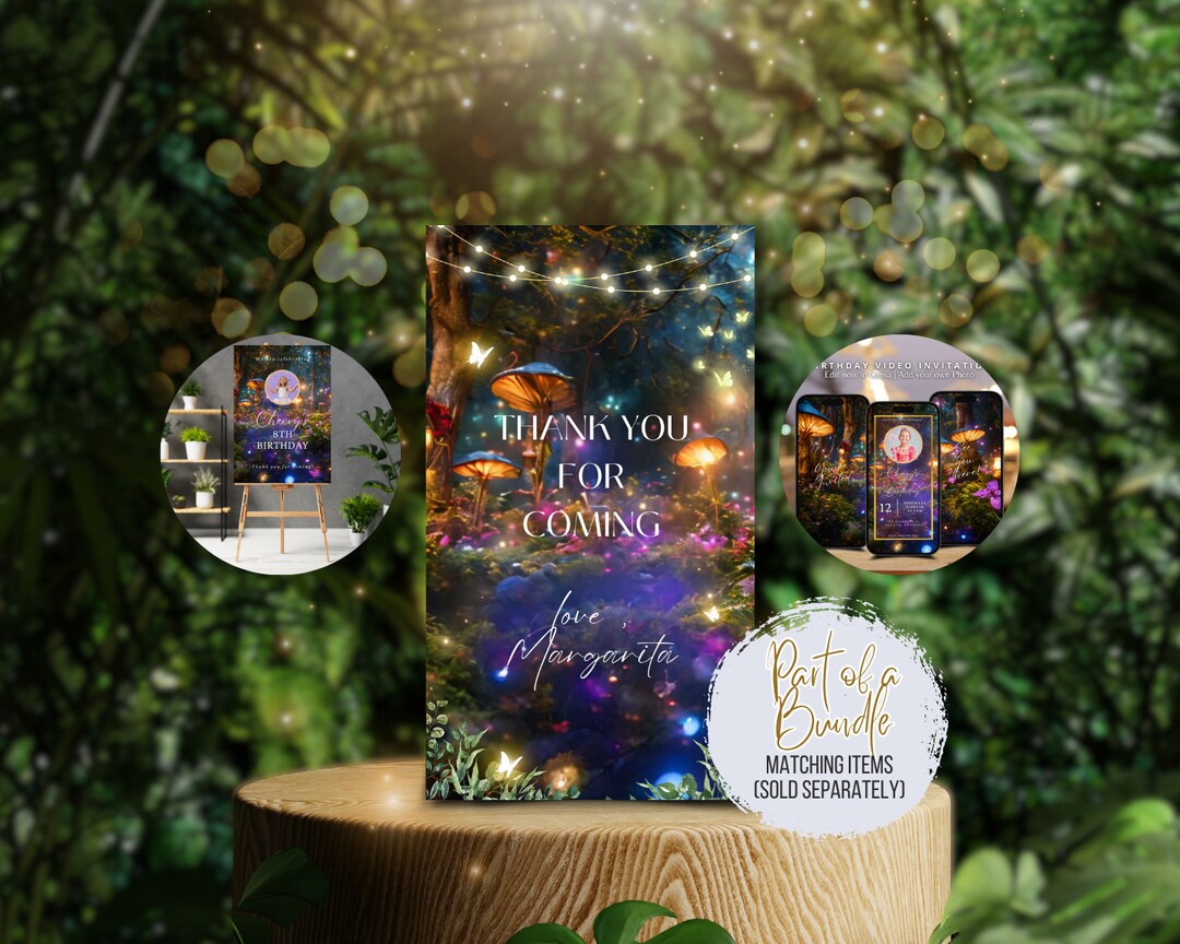 Editable Enchanted Forest Thank You Tag Template Custom Gift Tag ...