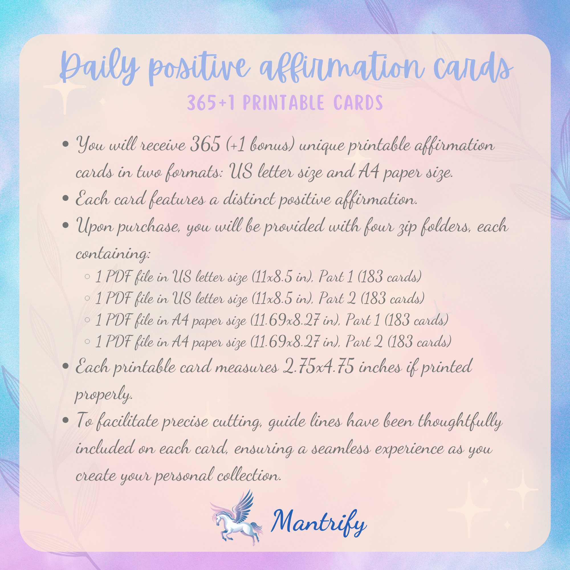 365 Daily Affirmation Cards, Printable Affirmation Cards, Digital ...