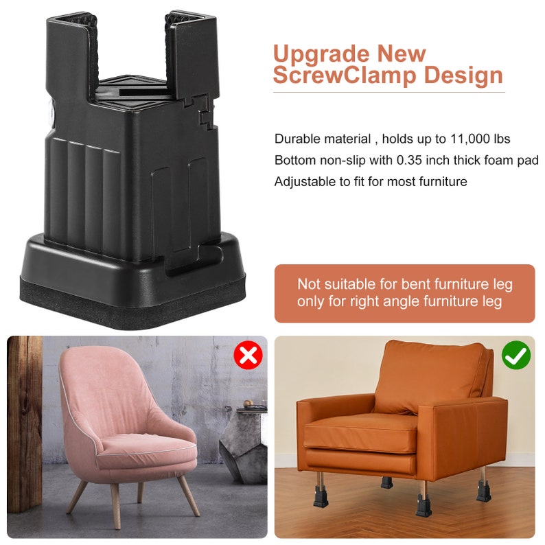 Adjustable Heavy Duty Furniture Risers Bed Chair Sofa Desk Couch Table ...