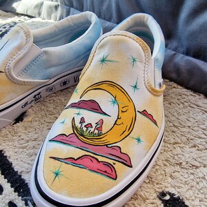 Vans Sun & Moon, Customised Slip On, EU Size 38.5 - Etsy