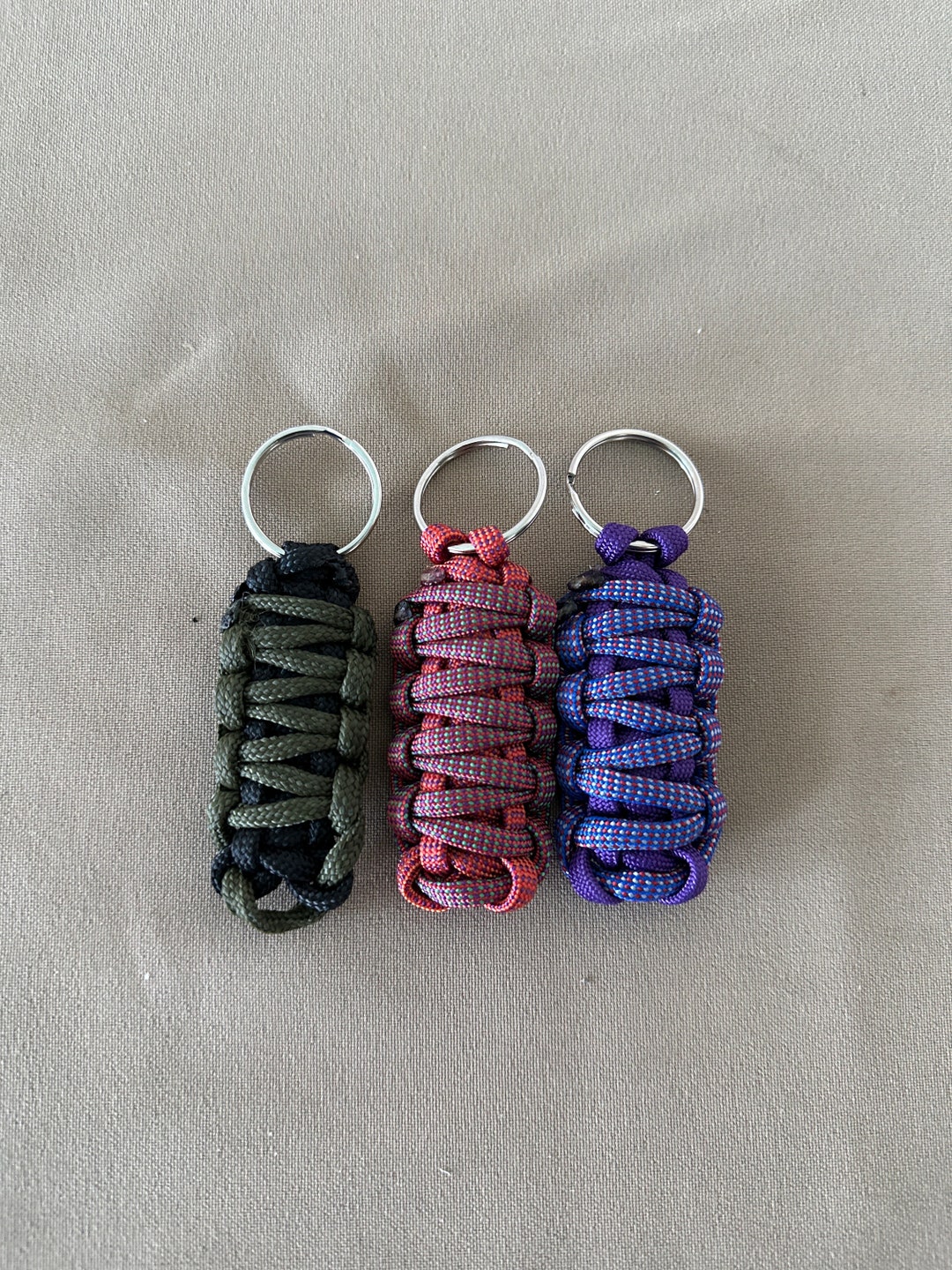 Paracord Key Fob Double Cobra Knot Key Chain Dual Color Handmade ...
