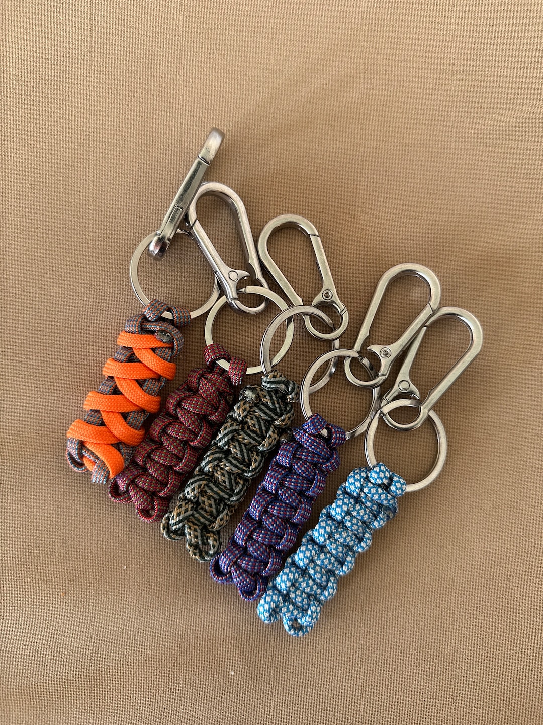 Minimal Paracord Key Fob Cobra Knot Key Chain With Carabiner Handmade ...