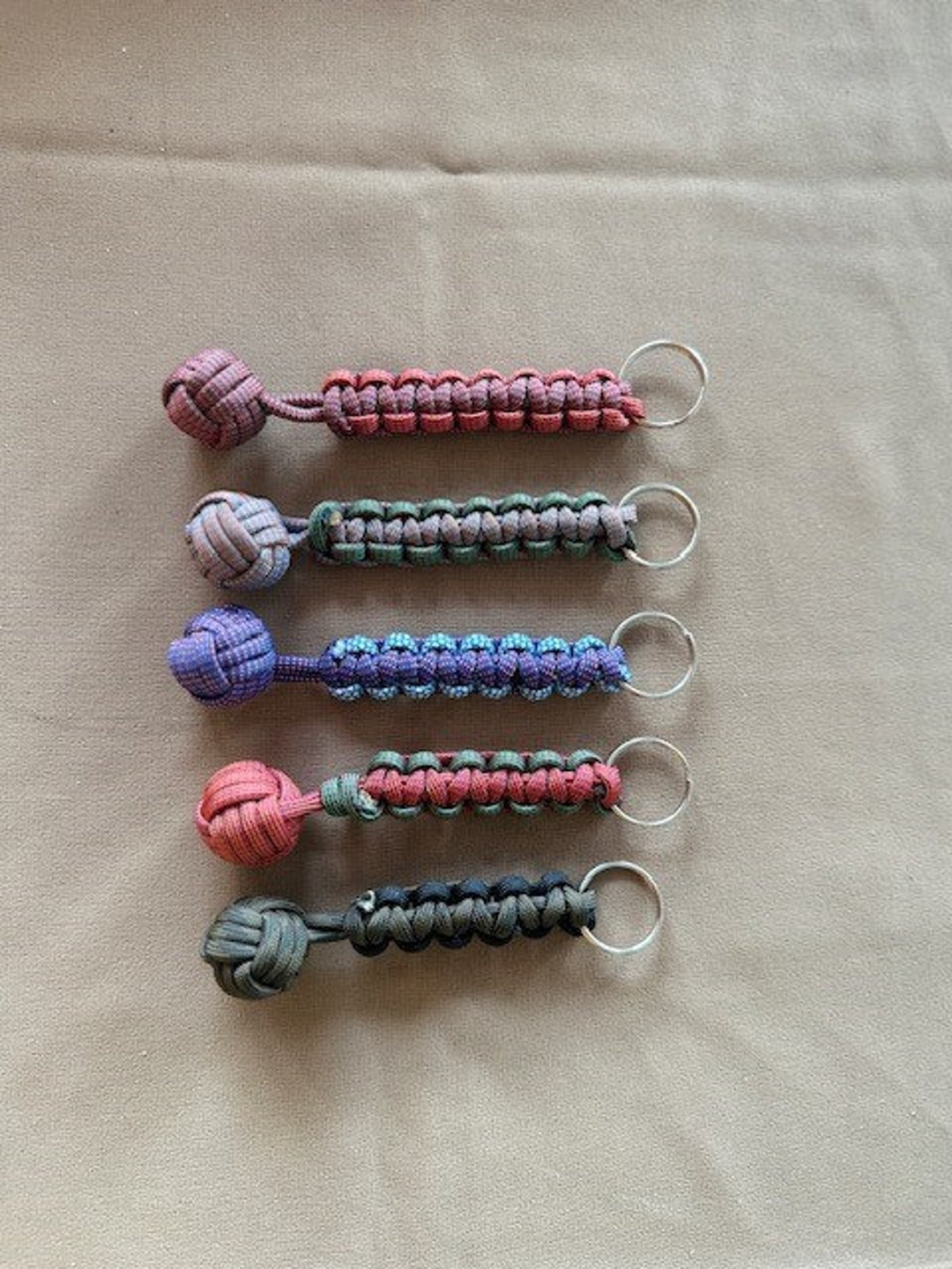 Paracord Key Fob Cobra Knot Key Chain With Monkeyfist Knot Handmade - Etsy
