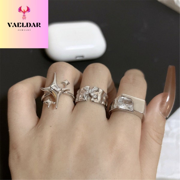 Y2k Silver Star Rings - Etsy