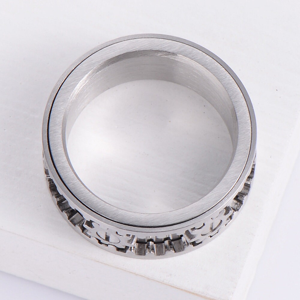 Rotating Gear Ring: Stainless Steel Men's Wide Handmade Jewelry Unique ...