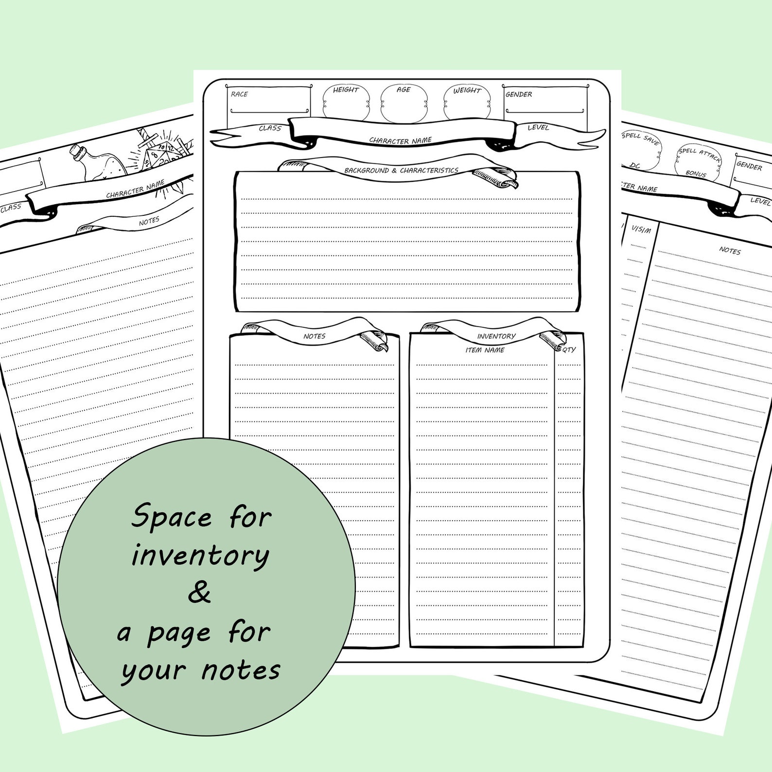 DND 5e Character Sheets | Purple | Fillable PDF - Etsy