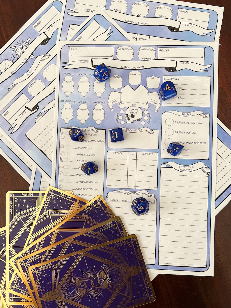 DND 5e Character Sheets | Purple | Fillable PDF - Etsy