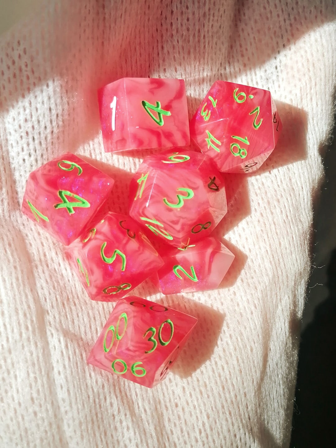 Peppermint Candy Dice Set (7 Pieces) - Etsy