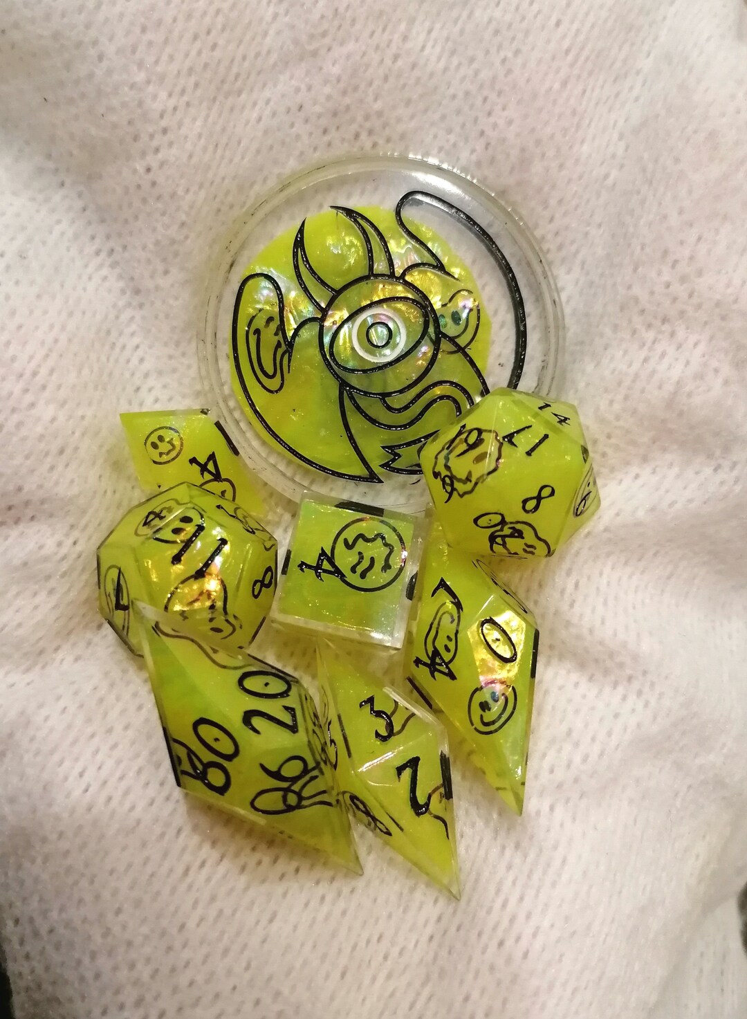 Yellow Neon Melting Smile Dice Set (8 Pieces) - Etsy