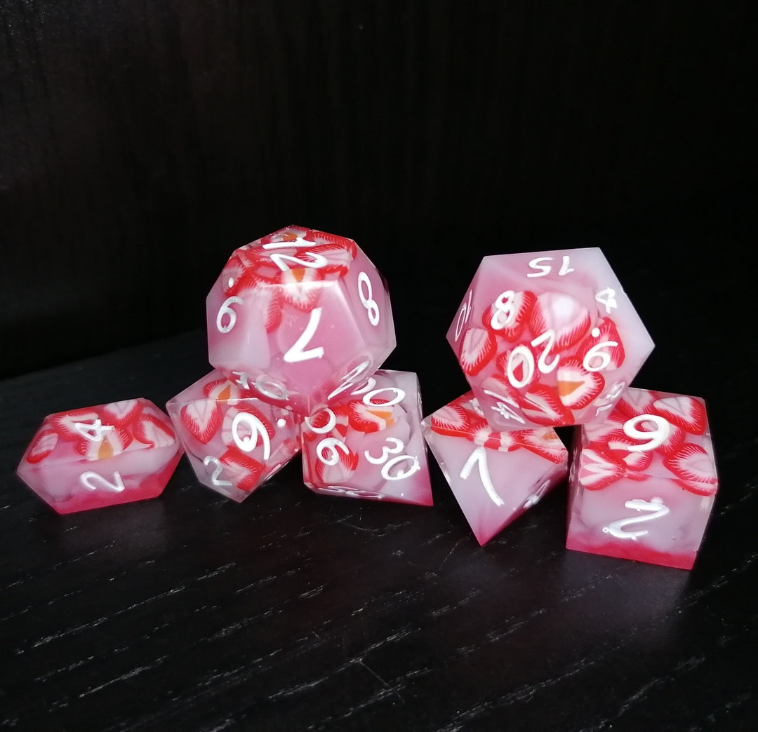 Strawberry Milkshake Pink Red B-grade Dnd Dice Set - Etsy