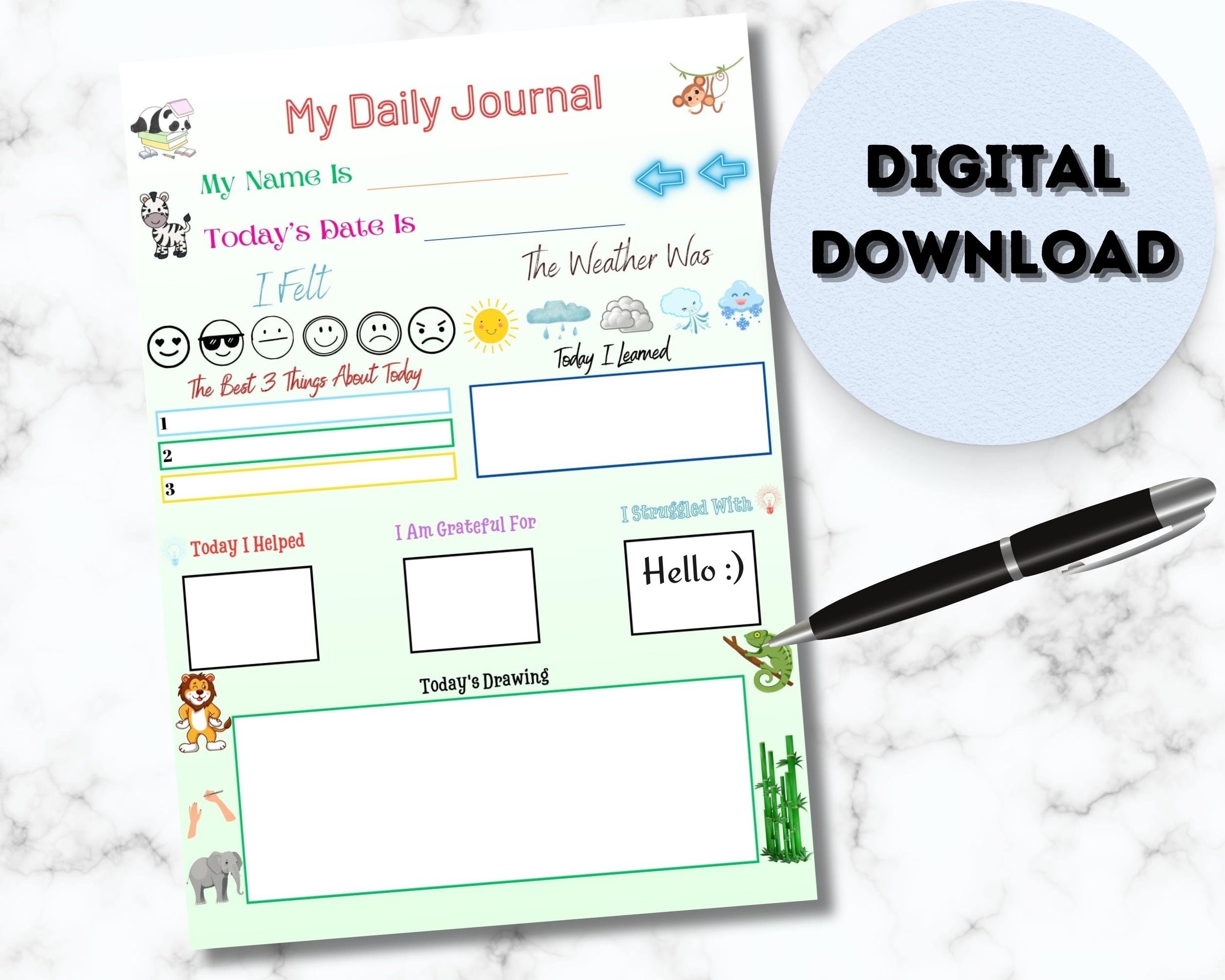 Kids Daily Journal Printable Journal for Kids Diary for - Etsy