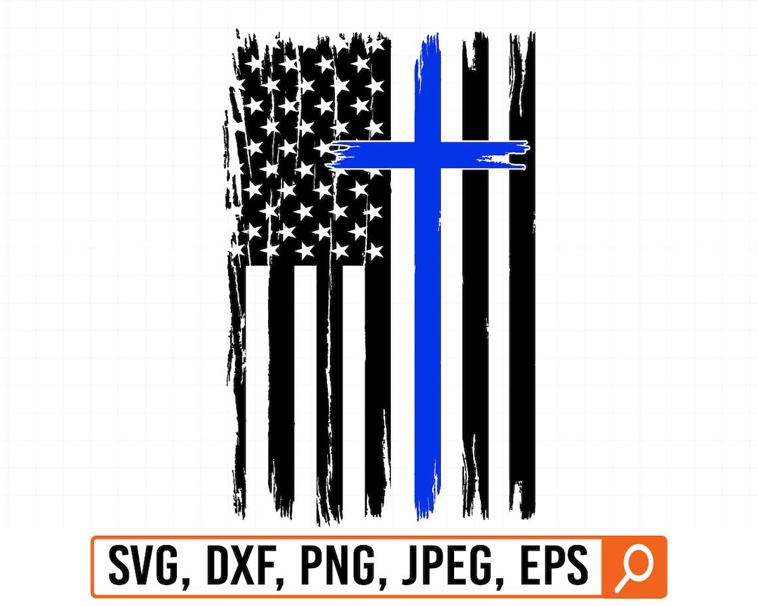 Thin Blue Line Cross Svg, Thin Blue Line Svg, Cross Thin Blue Line Svg ...