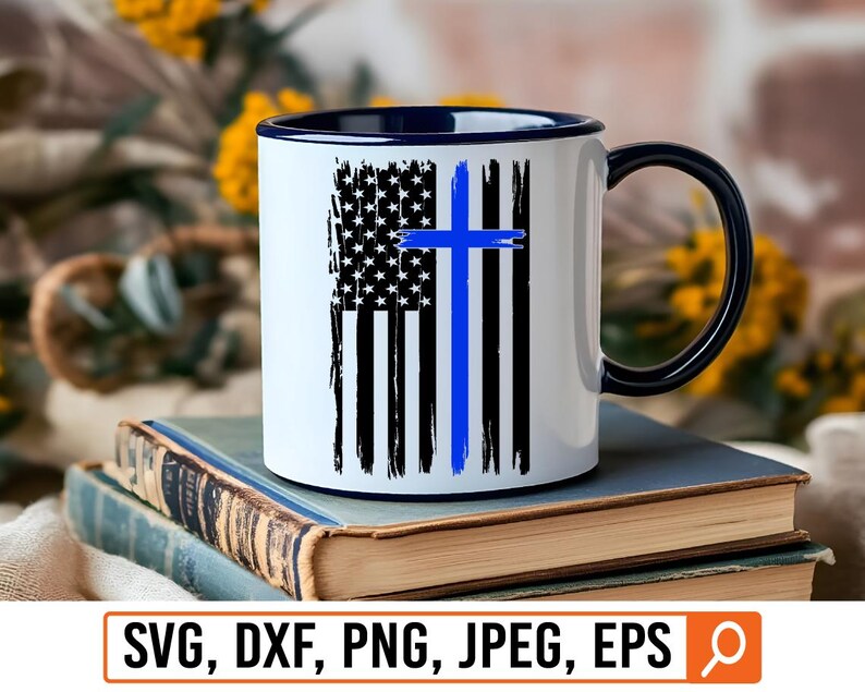 Thin Blue Line Cross Svg, Thin Blue Line Svg, Cross Thin Blue Line Svg ...