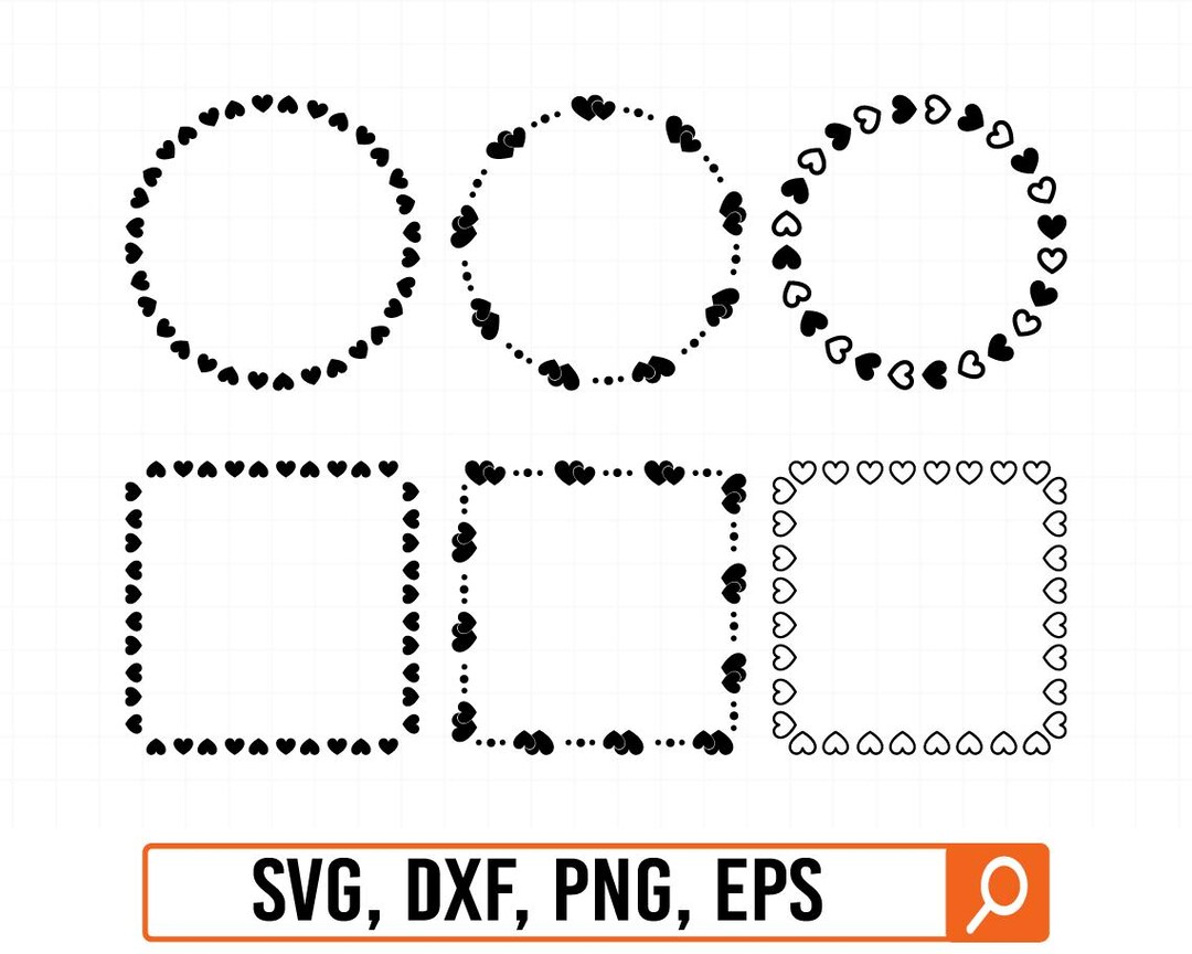 Heart Frame Svg, Heart Frame Bundle, Heart Border Png, Heart Dxf ...