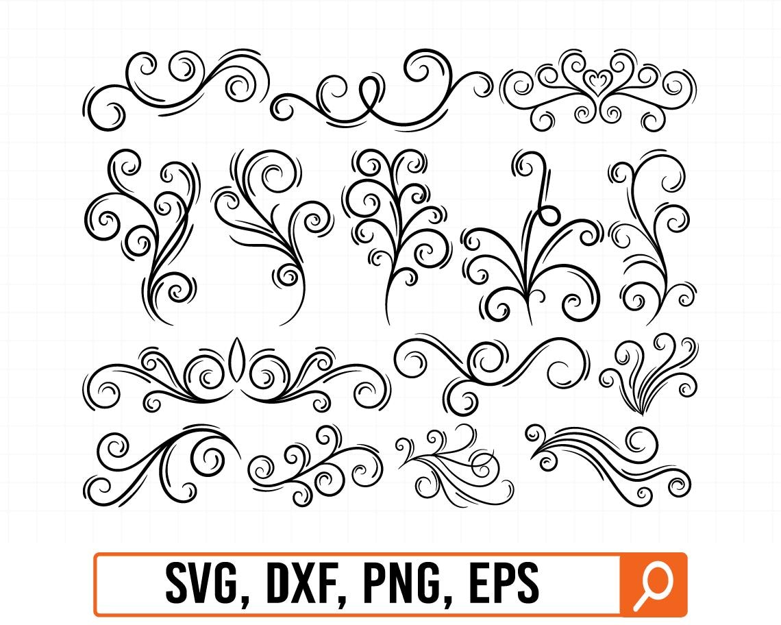Swirl Svg, Swirl Dxf, Flourish Svg, Stroke Svg, Ornaments Svg ...