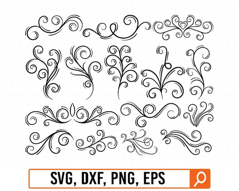 Swirl Svg, Swirl Dxf, Flourish Svg, Stroke Svg, Ornaments Svg, Decorative Svg, Swoosh Svg ...