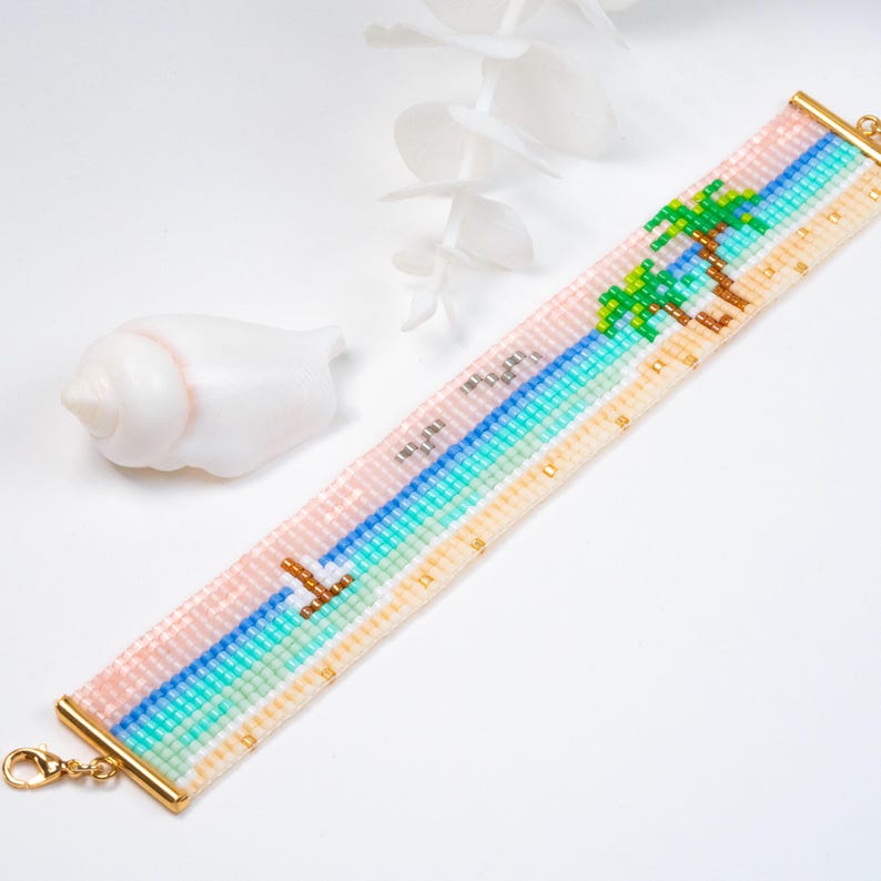Beachfront Blıss Beaded Loom Bracelet PDF Pattern for Miyuki Delica 11/ ...