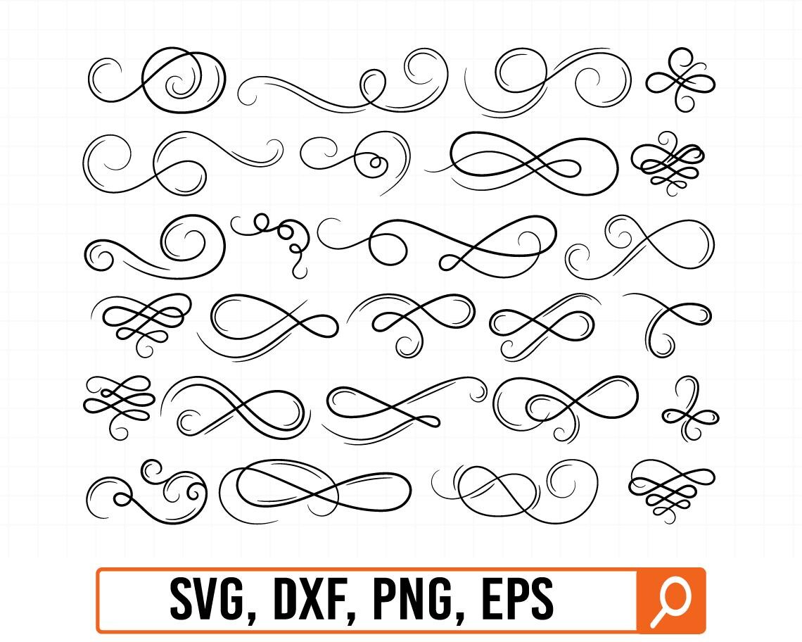 Swirl Bundle, Swirl Dxf, Flourish Svg, Swoosh Svg, Swoosh Dxf, Swirl ...