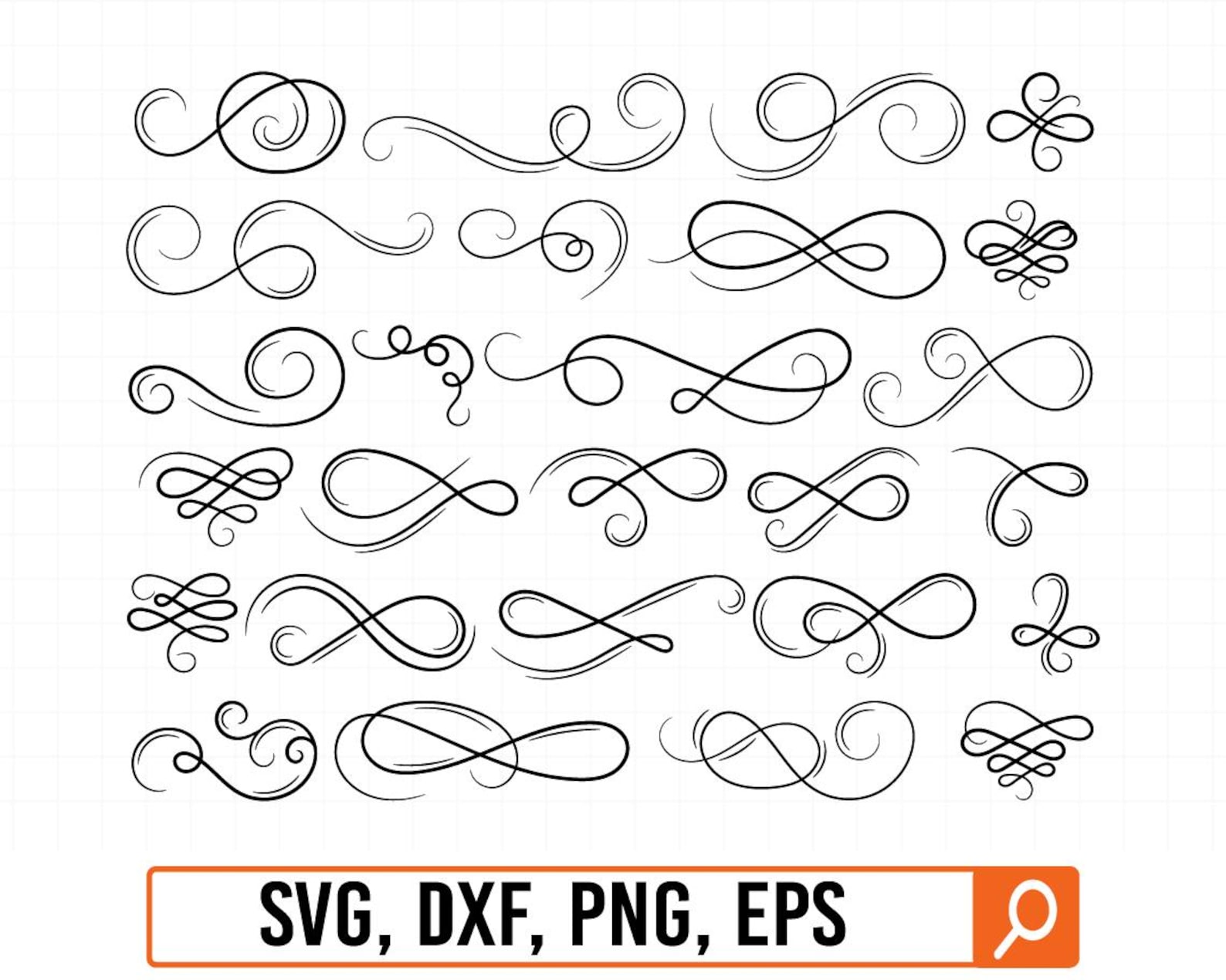 Swirl Bundle, Swirl Dxf, Flourish Svg, Swoosh Svg, Swoosh Dxf, Swirl ...