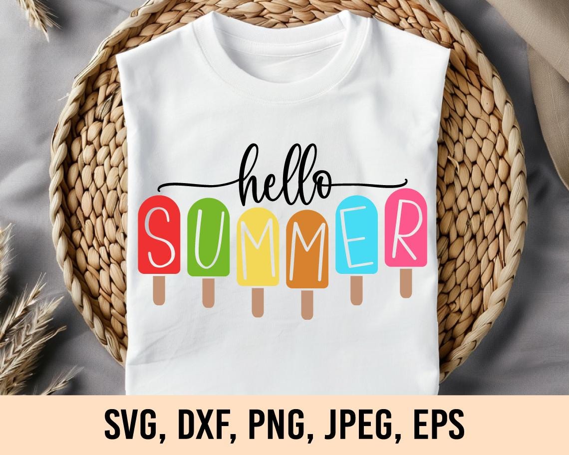 Hello Summer Svg, Hello Summer Popsicle Svg, Hello Summer Cut File ...