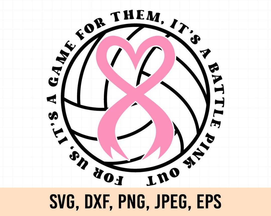 Volleyball Breast Cancer Ribbon Svg, Tackle Cancer Svg, Breast Cancer ...