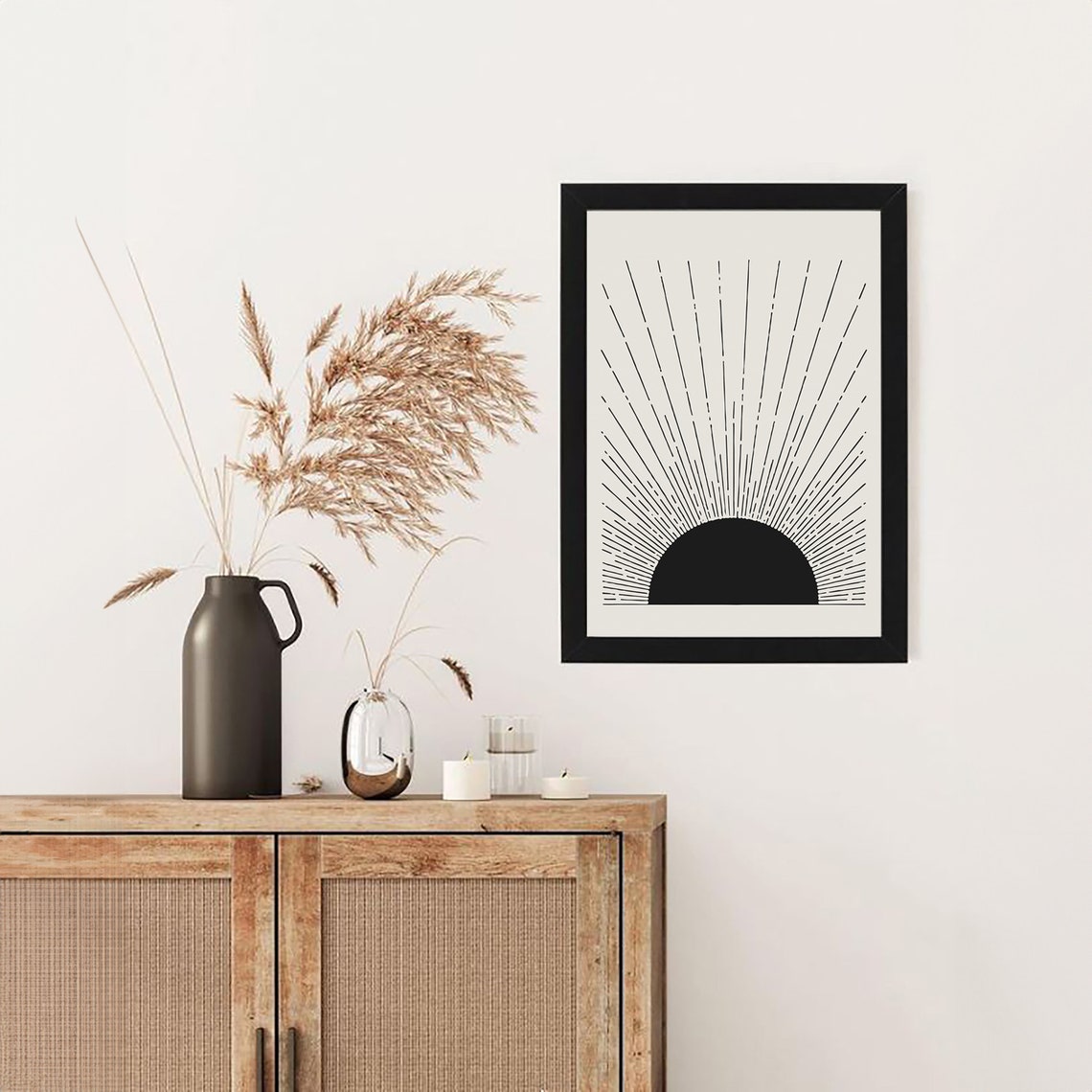 Digital Abstract Sun Print, Geometric Line Wall Art Set, Abstract ...