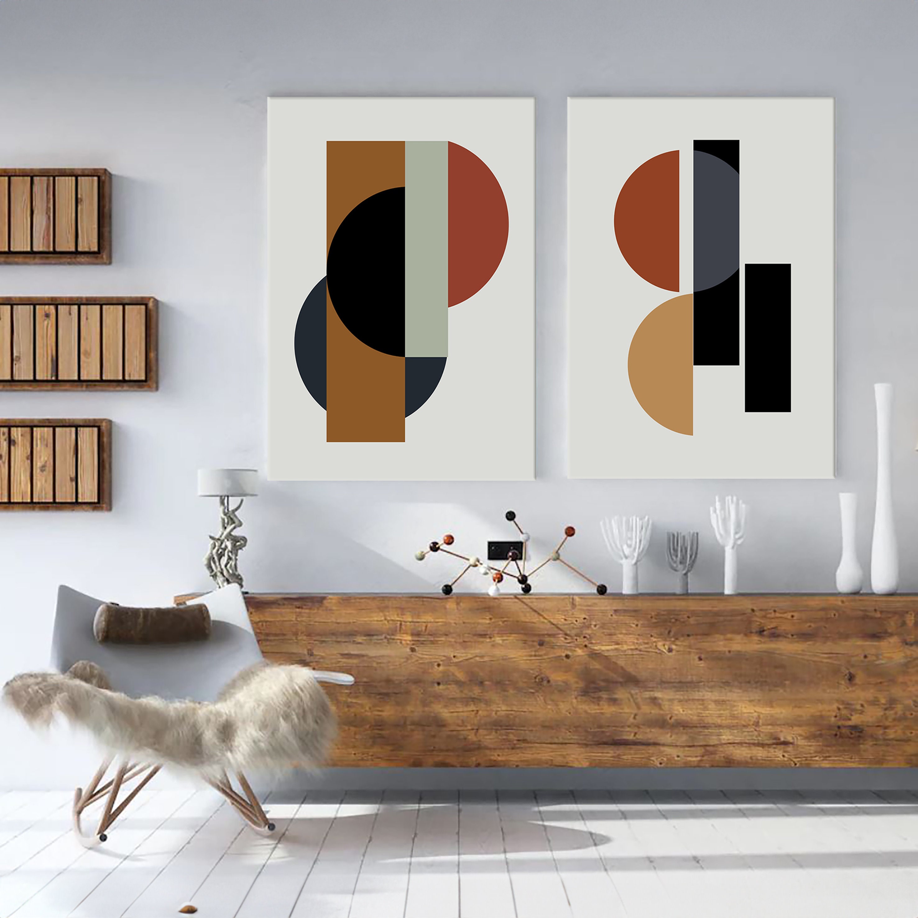 Modern Simple Abstract Geometric Wall Art Illustration Canvas Prints ...