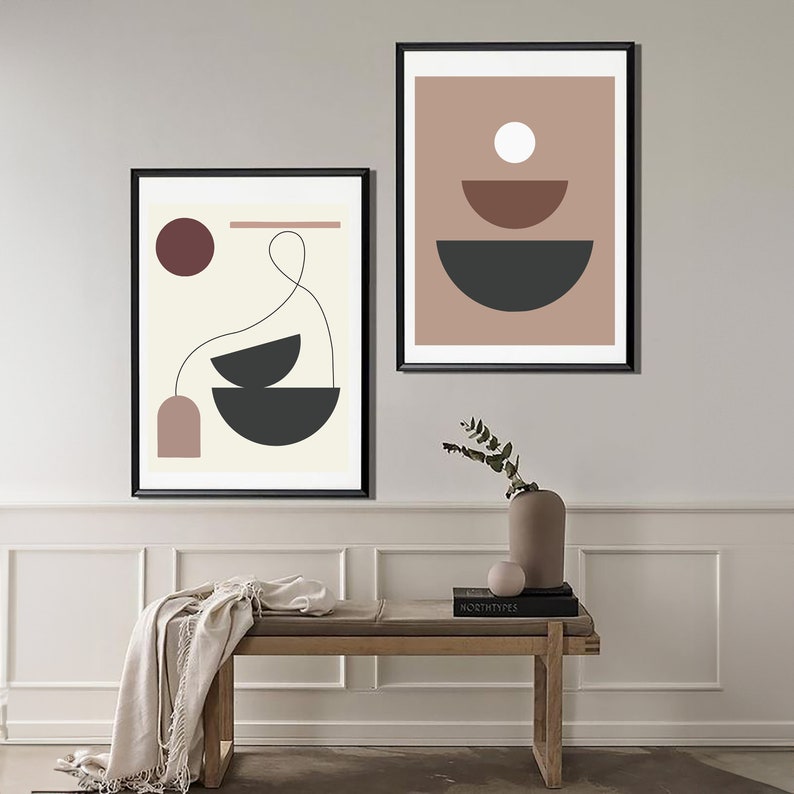 Modern Simple Minimal Wall Art Set of 2, Abstract Art Soft Colors ...