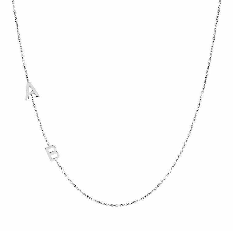 14K GOLD Sideways Initial Necklace Perfect Gift for Her Personalized ...