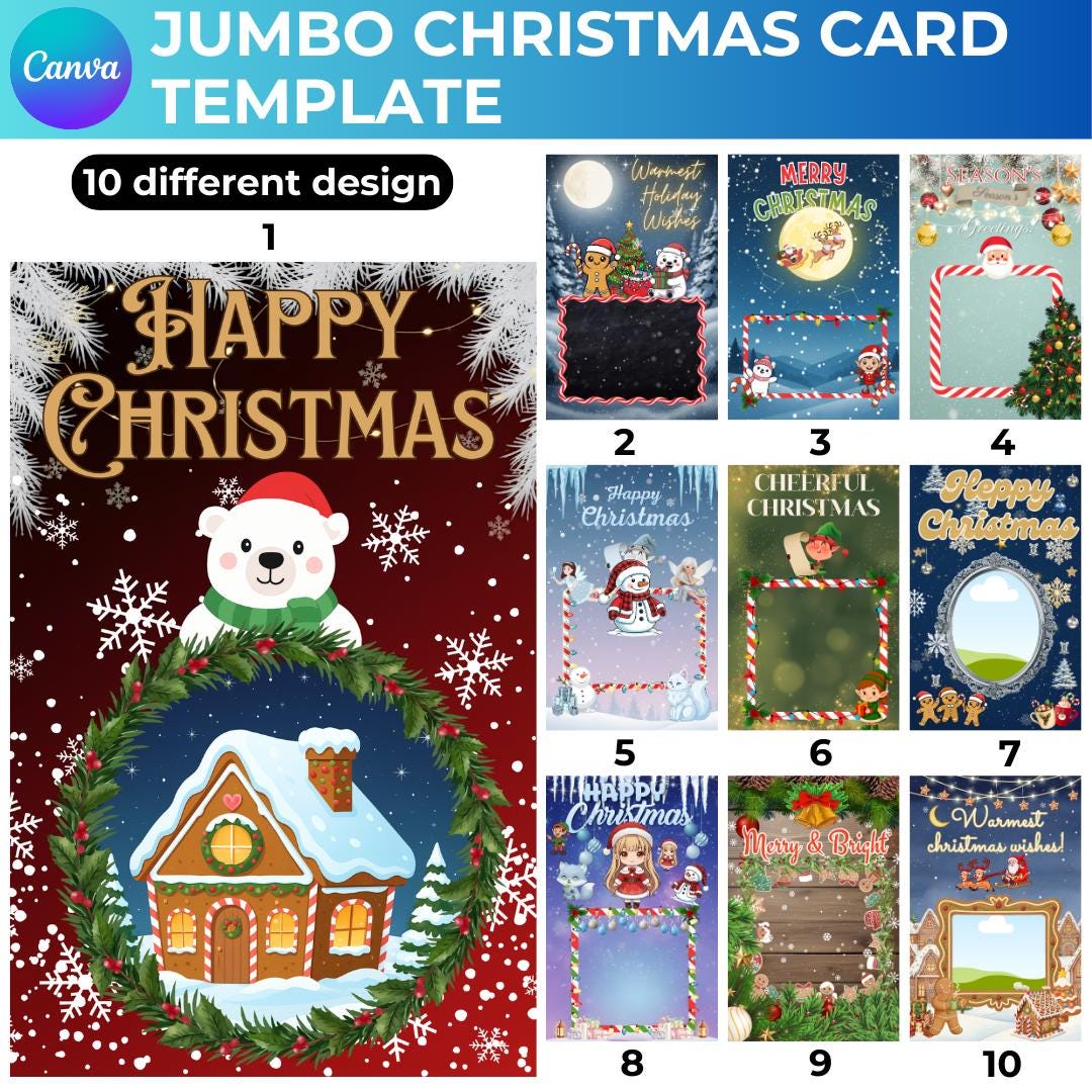 Editable Jumbo Christmas Card Template | 11x17 Kids Treat Cards (canva ...