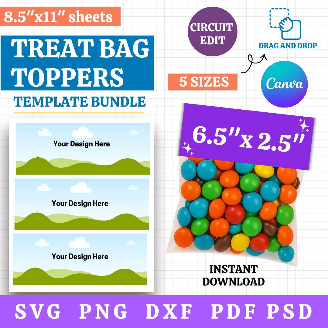 Editable Treat Bag Topper Template | Party Favor Printable Bundle ...