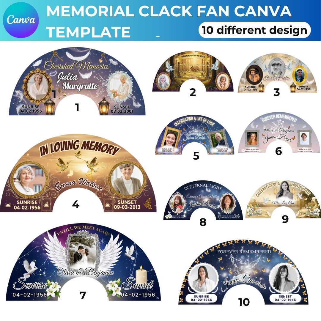 Clack Fan Memorial Template, Canva Obituary, in Loving Memory (digital ...